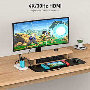 Switch Dock Charger HDMI Adapter for Nintendo Switch/OLED, Switch Docking Station Replacement for Original Dock Set, Portable 30W High-Speed with USB 3.0 Port, USB-C to USB-C Cable(Blue)