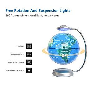 Floating Globe, 3D Rotation with Led Magnetic Levitation Globe, Floating World Map for Learning and Education, Home Desk Decoration, Creative Gift Decoration