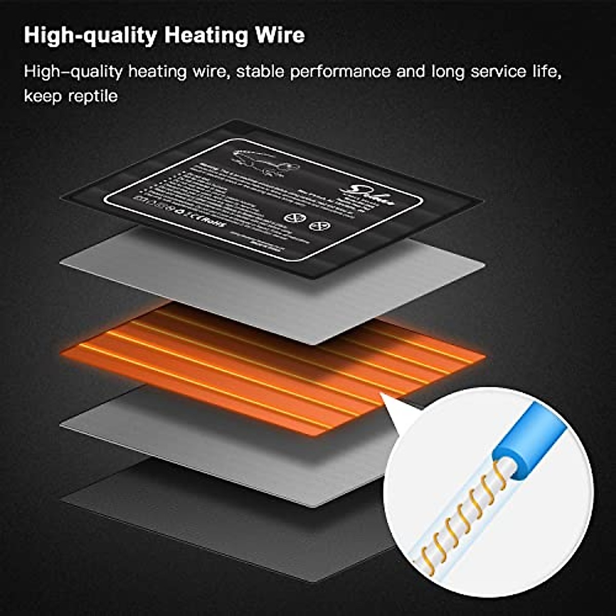 Simple Deluxe 6 X 8 Inch 8W Reptile Heating Pad Under Tank Heater Terrarium Warmer Heat Mat for Amphibians and Reptiles Pet, Black