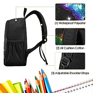 Naanle Kids Backpack for Girls Boys Rainbow Galaxy Unicorn Backpacks Bag Baby Rucksack for Kindergarten Elementary School