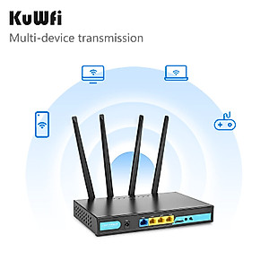 KuWFi 4G LTE Router with SIM Card Slot, Unlocked 4G WiFi Router with External Antennas, Industrial Wireless CPE Internet Routers for Home/Office, Work with AT&T and T-Mobile