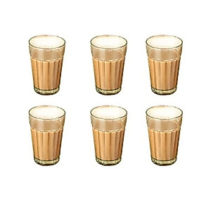 AnNafi® The Cutting Chai Glasses Tea Glasses Set Of 6 Small 100 ml Durable Tempered Clear Water Tumblers For Daily Use Drinking Glass For Soda Juice Milk Beverage Juice Cocktails Iced Glasses