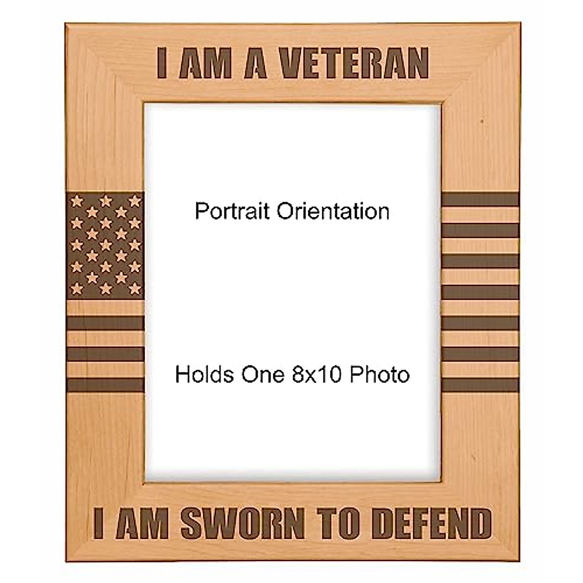 PrecisionNC Engraving Military Gifts I Am A Veteran Sworn to Defend Engraved Wood Picture Frame Veterans Day (8x10 Portrait)