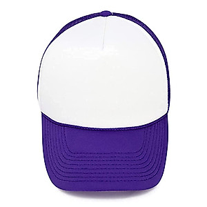MR.R Sublimation Blank Polyester Mesh Cap Mesh Hat Two Tone Trucker Summer Mesh Cap with Adjustable Snapback,Purple,2 Pieces per Pack