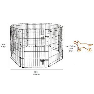 Amazon Basics Foldable Octagonal Metal Exercise Pet Play Pen for Dogs, Fence Pen, Single Door, Black, 60 x 60 x 30 Inches