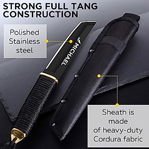 Personalized Gift for Men - Customized Tanto Knife Engraved Gifts for Dad Husband - Custom Fixed Blade Knives - Gift Idea for Birthday Christmas Valentine's Day Anniversary Stocking Stuffers 2307 PS