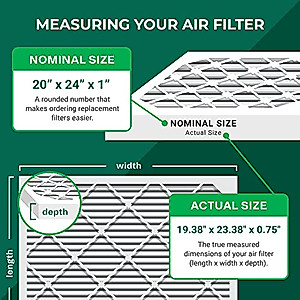 Filterbuy 20x24x1 Air Filter MERV 8 Dust Defense (4-Pack), Pleated HVAC AC Furnace Air Filters Replacement (Actual Size: 19.38 x 23.38 x 0.75 Inches)