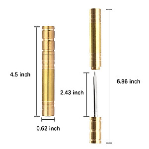 Ice Pick with Safety Cover, Puer Puerh Tea Pick Needle Professional Ice Pick Tea Cake Pick Tool Solid Copper Handle for Picnics, Camping, Outdoor Activities, Bar, kitchen, And Restaurant (Gold Copper)