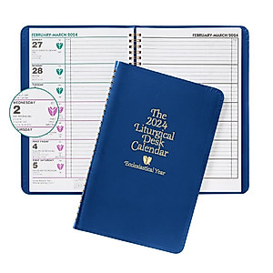 The 2024 Liturgical Desk Calendar | Catholic Edition | Ecclesiastical Year | Planner Lays Flat on Desk | Keep Track of Daily Catholic Readings | Vestment Color Guide | Organization for Church and