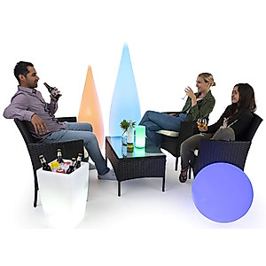 Displays2go LED Teardrop Light, 16-Color Glow, 10-Hour Rechargeable Battery Life — White (FDLEDTDRPM)