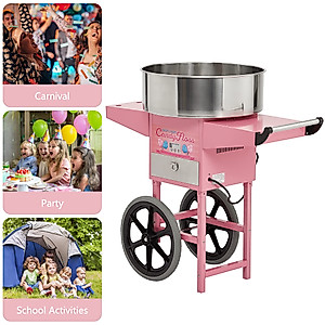 Garvee Extra Large Cotton Candy Cart -Commercial Cotton Candy Machine,Electric Cotton Candy Floss Maker with Drawer,20 inch Stainless Steel Bowl Perfect for Commercial Use Home Party Carnival,21x21x18