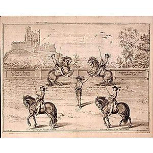 La Maison de monsignieur Le maquis apellee Bolsouer en la Province de Darby. Monsignieur le marquis a Cheval Le Capitainne a pie