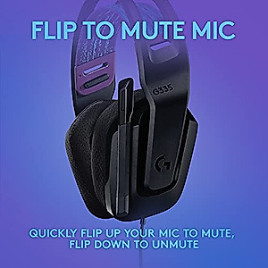 Logitech G335 Wired Gaming Headset, with Flip to Mute Microphone, 3.5mm Audio Jack, Memory Foam Earpads, Lightweight, Compatible with PC, PlayStation, Xbox, Nintendo Switch – Black