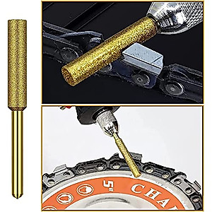 yuentoen 8Pcs Chainsaw Sharpening Attachment Kit with Angle Guide and Diamond Burr Grinding Stone Files Blade Teeth Sharpener Set, Drill Power Tool Accessories