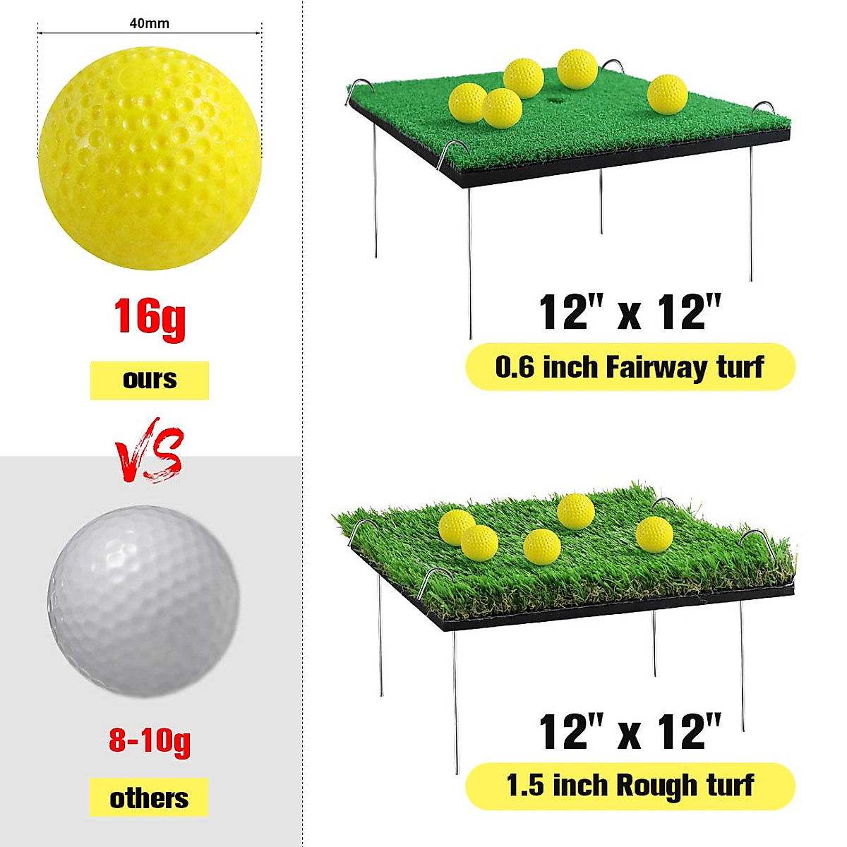 Pop Up Golf Chipping Net, Indoor/Outdoor Golfing Target Net Collapsible Portable Golf Hitting Net with 15 Training Balls and 2 Hitting Mats for Backyard Driving and Swing
