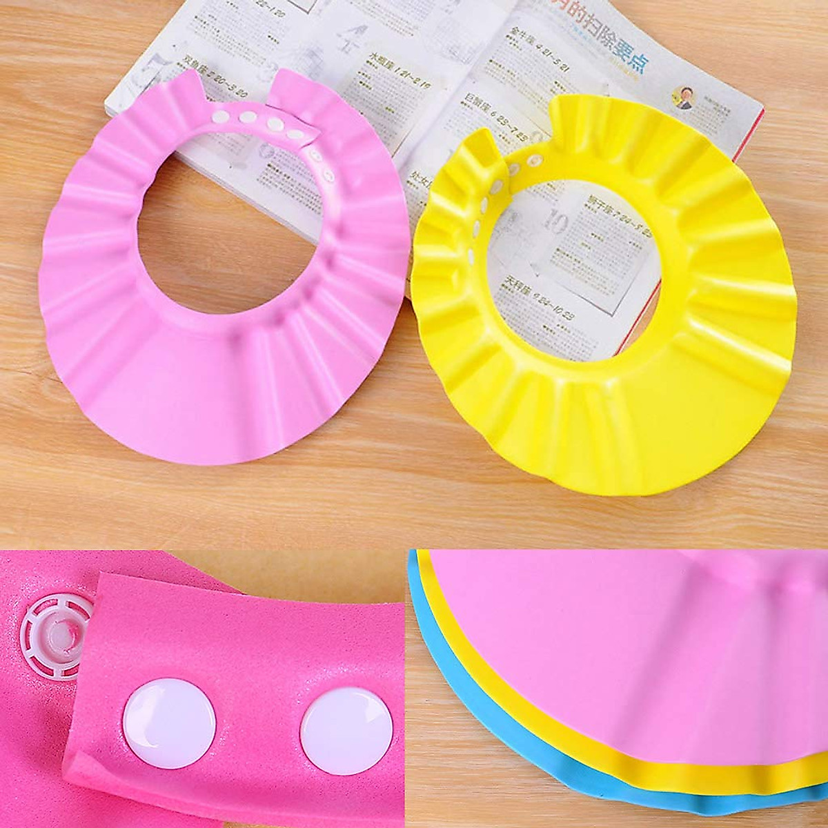 RingBuu Bathing Cap - Children Baby Kids Waterproof Bathing Cap Shampoo Shower Protect Hat Soft Adjustable Visor Hat for Toddler, Baby, Kids, Children