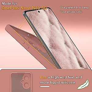 YENAPOON for OnePlus Nord N30 5G Case and 1 Pack Tempered Glass Screen Protector, Slim Liquid Silicone Shockproof Protective Case - Rose Pink