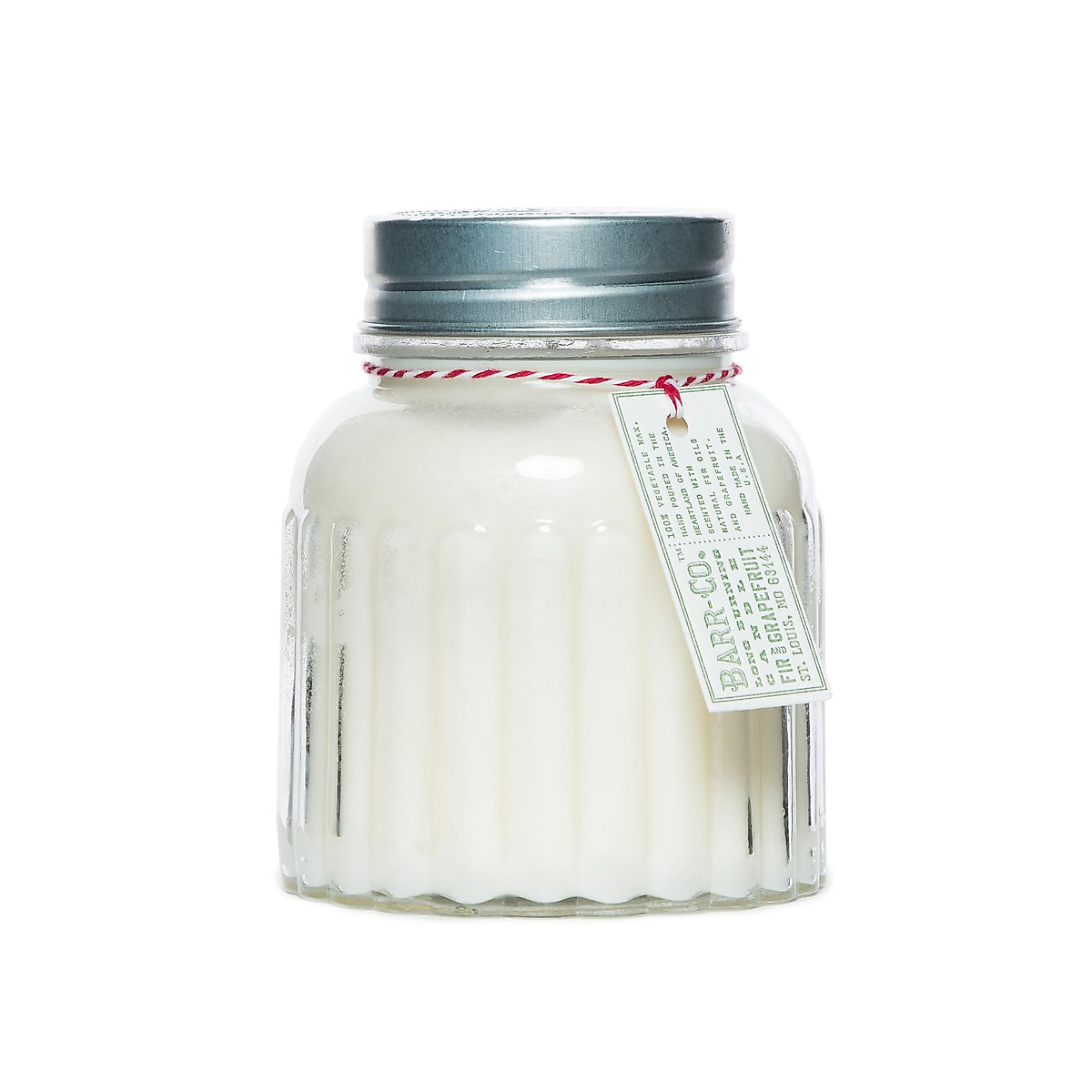 Barr-Co. Fir & Grapefruit Apothecary Jar Candle, Bright Woody Citrus, 100% Vegetable & Soy Wax Candles for Home, 120-Hour Burn Time, Clean Burning Candles, 20 oz