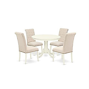 East West Furniture HLBR5-LWH-02 Dining Room Table Set