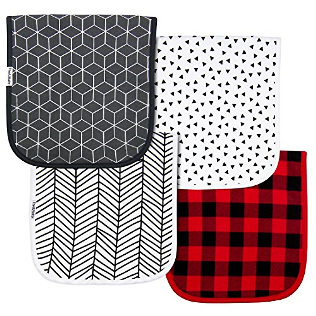 TheAZBaby Baby Burp Cloths for Boys and Girls 4 Pack, Large 21"x10", Triple Layer, 100% Organic Cotton, Thick, Soft and Absorbent Towels, Burping Rags for Newborns