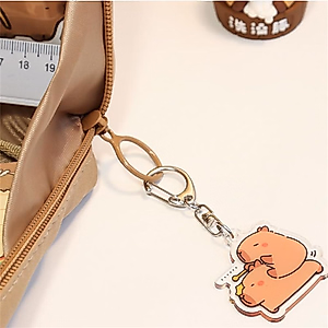 Capybara Pencil Case, Cute Capybara Pencil Case with 12 Compartments, Large Capacity Kawaii Pencil Case, 90° Wide Opening Mouth Pencil Pouch (Brown)
