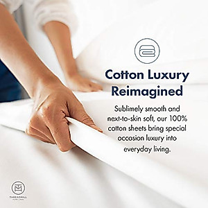 Threadmill 100% Cotton Sheets for Queen Size Bed - 600 Thread Count Queen Bed Sheets Set with 16” Deep Pocket - Sateen Weave 4-Piece Bedding Set with Cooling Effect, Sage Green