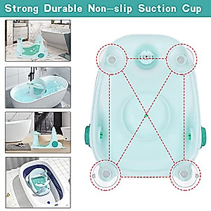 REIKTLUD Baby Bath Seat,Infant Baby Bath Tubs Seat, Baby Bathtub Seat for Sit-Up 6 to 18 Months,Baby Bath Shower Chair with Adjustable Backrest Support,Non-Slip Soft Mat,Secure Suction Cups (Blue)