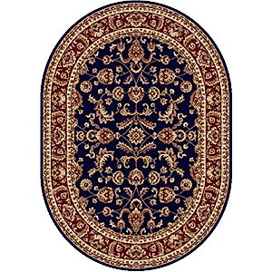 Sariya Transitional Oriental Navy Oval Area Rug, 5' x 7' Oval