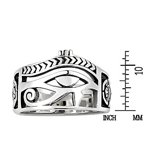 AeraVida Egyptian Eye of Horus Ankh Cross .925 Sterling Silver Ring | Classic Wedding Rings For Women | Gothic Comfort Fit Silver Rings for Women (6)