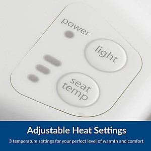 BEMIS Radiance Heated Night Light Toilet Seat will Slow Close and Never Loosen, ELONGATED, Long Lasting Plastic, White, H1900NL 000