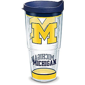 Tervis Made in USA Double Walled University of Michigan UM Wolverines Insulated Tumbler Cup Keeps Drinks Cold & Hot, 24oz, Tradition