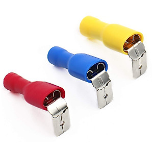 Baomain 1/4" Piggyback Spade Crimp Terminal Connector 0.5-6.0mm² 22-10 AWG Pack of 100