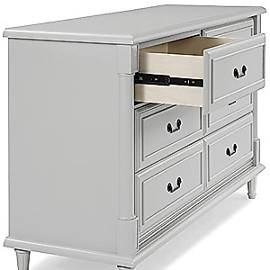 Delta Children Simmons Kids Juliette 6 Drawer Dresser with Changing Top, Greenguard Gold Certified, Moonstruck Grey