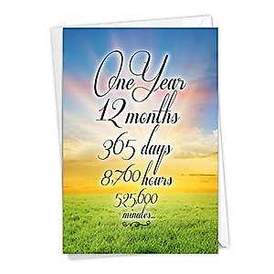 NobleWorks - 1 Year Recovery Anniversary Card (5 x 7 Inch) with Envelope - Encouragement Milestone Birthday Notecard, AA Recognition Stationery - Year Time Count 1 C9083AAG