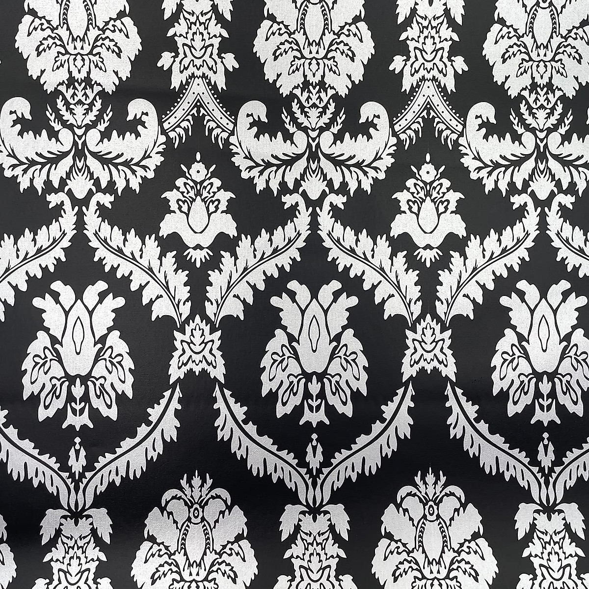 Yifely SimpleLife4U Silver Damask Furniture Paper Decorative Black Shelf Drawer Liner Peel & Stick 17x118 Inches by SimpleLife4U