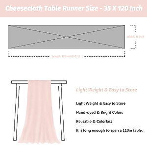 Nialnant 6 Pack Light Pink Cheesecloth Table Runner,10Ft Gauze Table Runners for Wedding Bridal Shower,Holiday Birthday Party,Easter Table Decoration