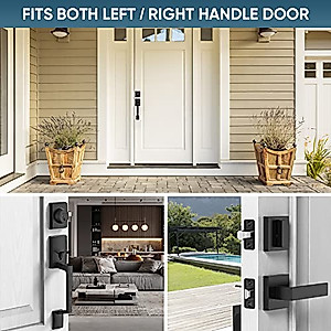TICONN Front Door Handle Set, Heavy Duty Square Door Lever & Single Cylinder Deadbolt Combo Reversible for Entrance Exterior Doors (Matte Black)