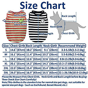 MESHEEN 2 Pack Dog Shirt Sleeveless for Small Dogs Made of Soft Skin Friendly Pure Cotton Breathable Stretch Fabric Keep Your Pet Cozy, Puppy Vest Use Classic Striped Style Design
