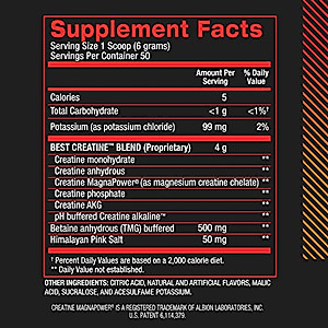 BPI Sports Best Creatine – Creatine Monohydrate, Himalayan Salt – Strength, Pump, Endurance, Muscle Growth, Muscle Definition – No Bloat – Fruit Punch – 50 servings – 10.58 oz.