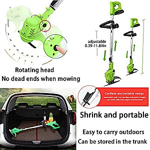 Cordless String Trimmer Electric Weed Eater Battery Powered 24v Weed Wacker 3-in-1 Cutting Tool 17 Blades Lawn Trimmer Edger Height Adjustable Low Noise Brush Cutter for Lawn, Yard, Garden, Bush
