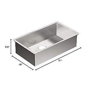 Moen G18180 1800 Series 31-Inch x 18-Inch Undermount 18 Gauge Stainless Steel Kitchen Single Bowl Sink Stainless Steel