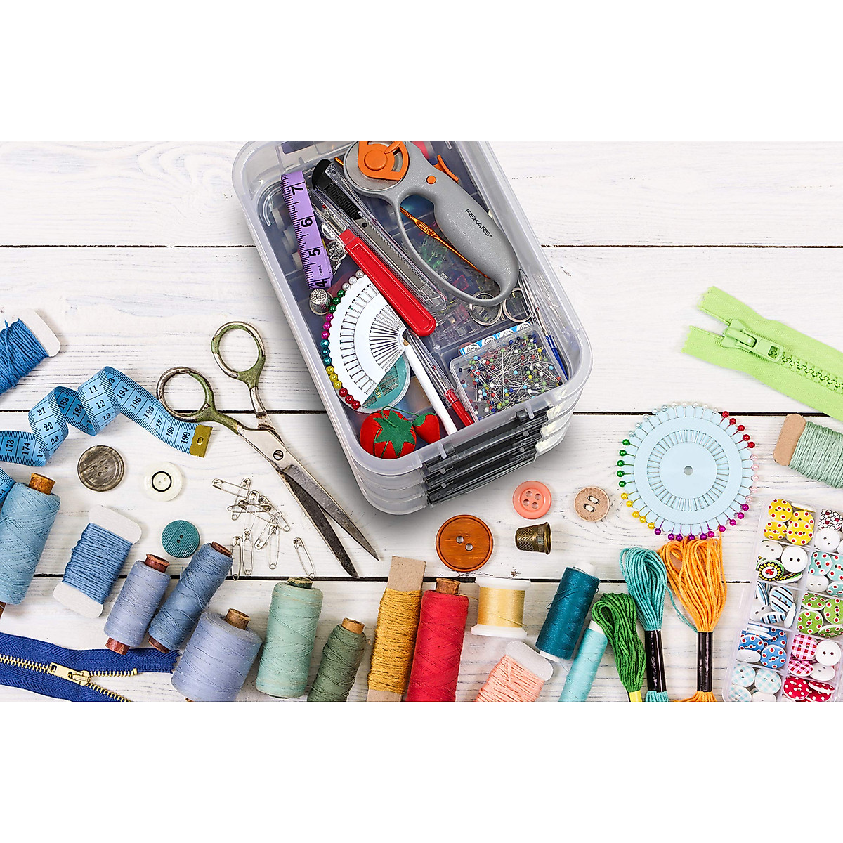 Bins & Things Ultimate Bundle Set of Stackable Storage Containers with 18 Adjustable Comaprtments Case and 2 Tray Case - Craft Storage/Craft Organizers and Storage - Art Supply Organizers.