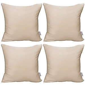 4-Pack 100% Cotton Comfortable Solid Decorative Throw Pillow Case,Thmyo Square Cushion Cover Pillowcase Sublimation Blank Pillow Covers DIY Throw Pillowcase for Sofa Bedroom(24x24 inch/ 60x60cm,Khaki)