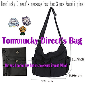 Canvas Messenger Bag Large Hobo Tote Crossbody Bag Retro Shoulder Bag for Women Mens Teens Girls with Multiple Pockets