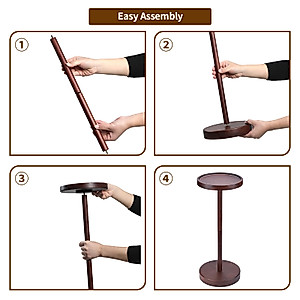 EVERBBKING Solid Acacia Wood Pedestal Side Table, Drink Table, Small End Table Pedestal End Table, Small Pedestal Table Small Round Table Martini Table