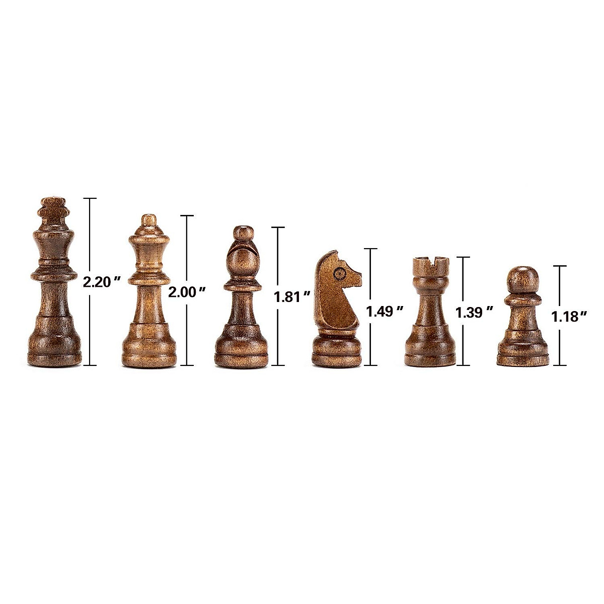 AMEROUS Magnetic Wooden Chess Pieces, 2.2" King Staunton Wood Chessmen Pieces Only, with 2 Storage Bags, Gift Packaging, Replacement of Missing Pieces