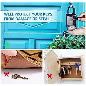 Key Lock Box, Upgraded Lockbox for Keys Outdoor, Key Safe Box, Weatherproof 4 Digit Combination Key Storage Lock Box, 5 Keys Capacity Lockbox with Removable Shackle for Indoor Outdoor, 3.66inch