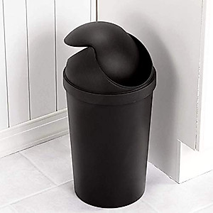 Sterilite 10839006 3 Gallon/11.4 Liter Round SwingTop Wastebasket, Black, 6-Pack