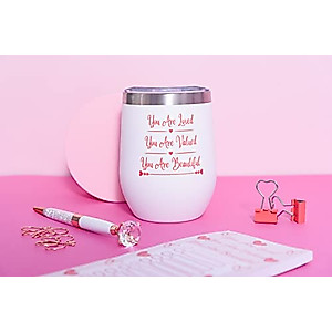 Blissful Bounty Diamond Metal Ballpoint White Pen in Rose Gold with Black Ink | 4 Ink Refills | 6.1 Inches Long