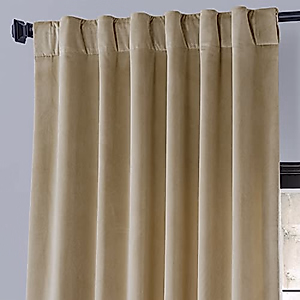 HPD HALF PRICE DRAPES VLCH-F9201087-84 Urban Lush Velvet Curtain, 50 X 84, Harbor Beige